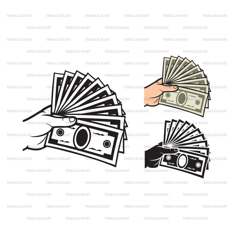 Money in the Hand. Cut Files for Cricut. Clip Art Silhouettes (eps, Svg ...