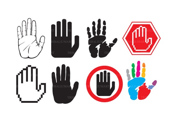 Hand Blocking Stop Signs Set. Cut Files for Cricut Clip Art | Etsy