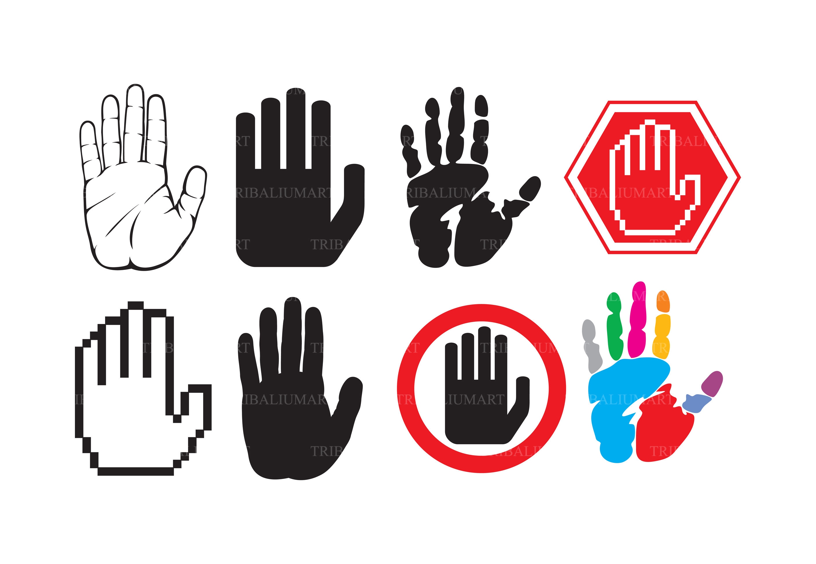 Hand blocking stop signs set. Cut files for Cricut Clip Art | Etsy