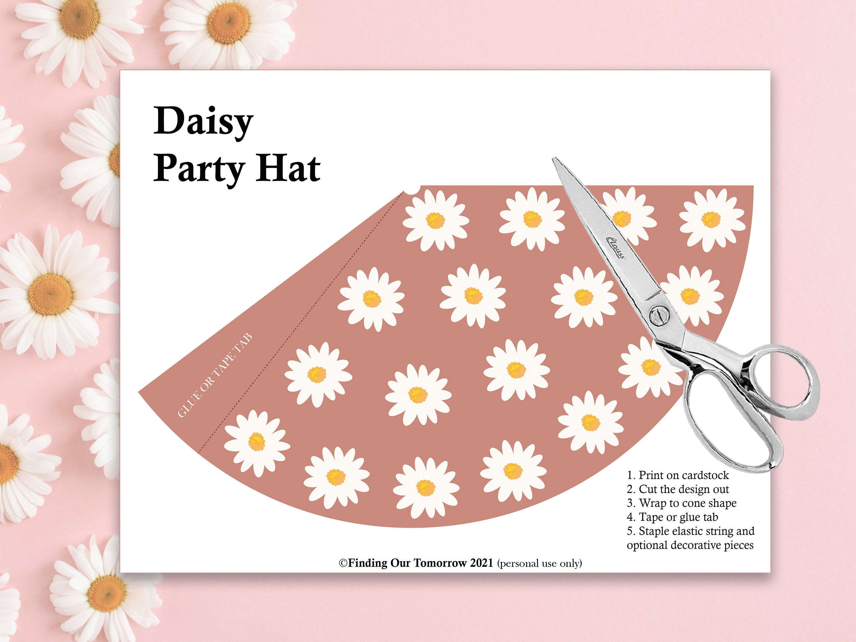 Flower Power Daisy Floral Groovy Birthday Party HAT Pink Kids - Etsy