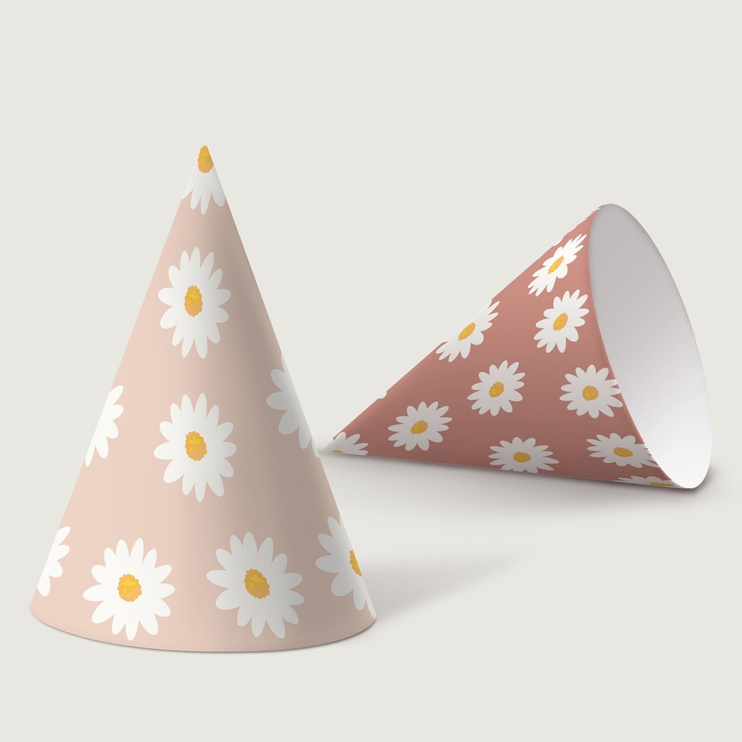 Flower Power Daisy Floral Groovy Birthday Party HAT Pink Kids Printable ...
