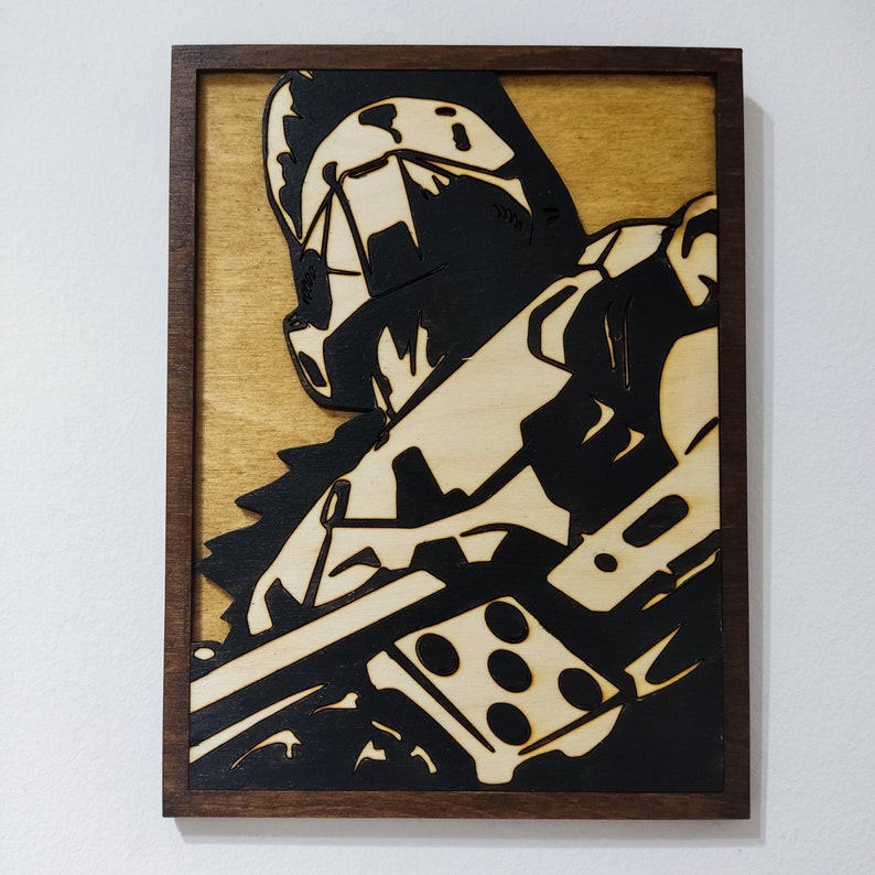 Handmade, 3D Halo the Master Chief, Wooden, Wall Bedroom Décor Gift ...