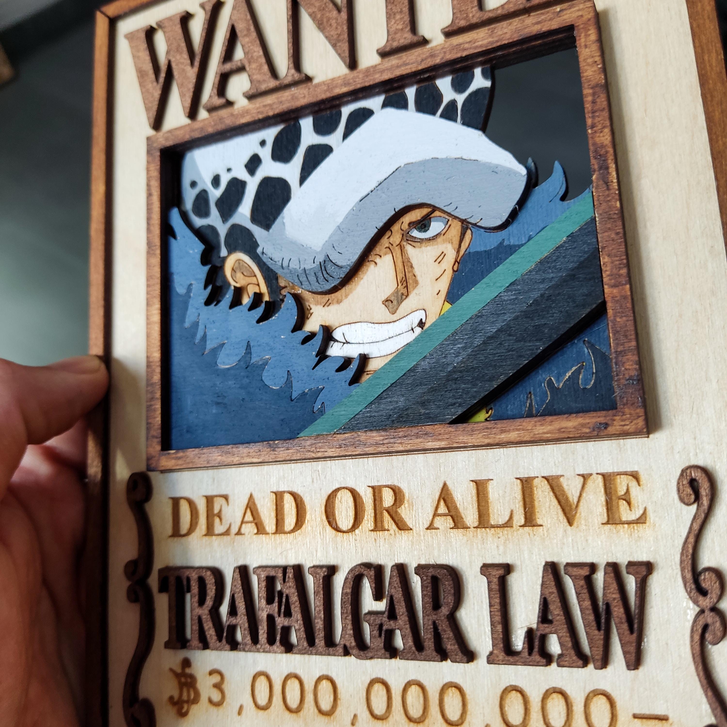Wooden Wanted Poster Trafalgar D. Water Law - Etsy