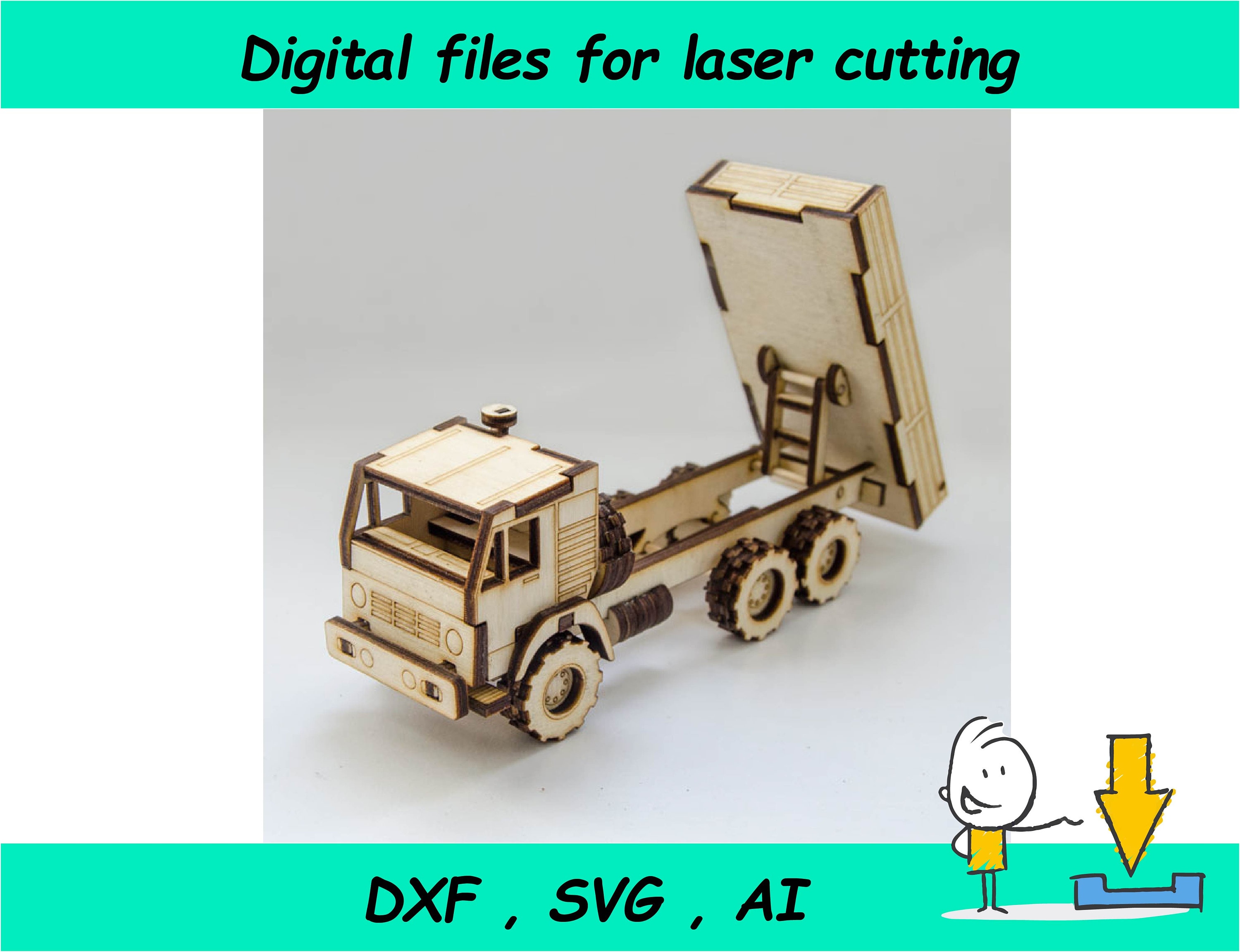 Dump Truck Toy, Laser Cut Toy Dump Truck. Laser Cut Files Vector Plans ...