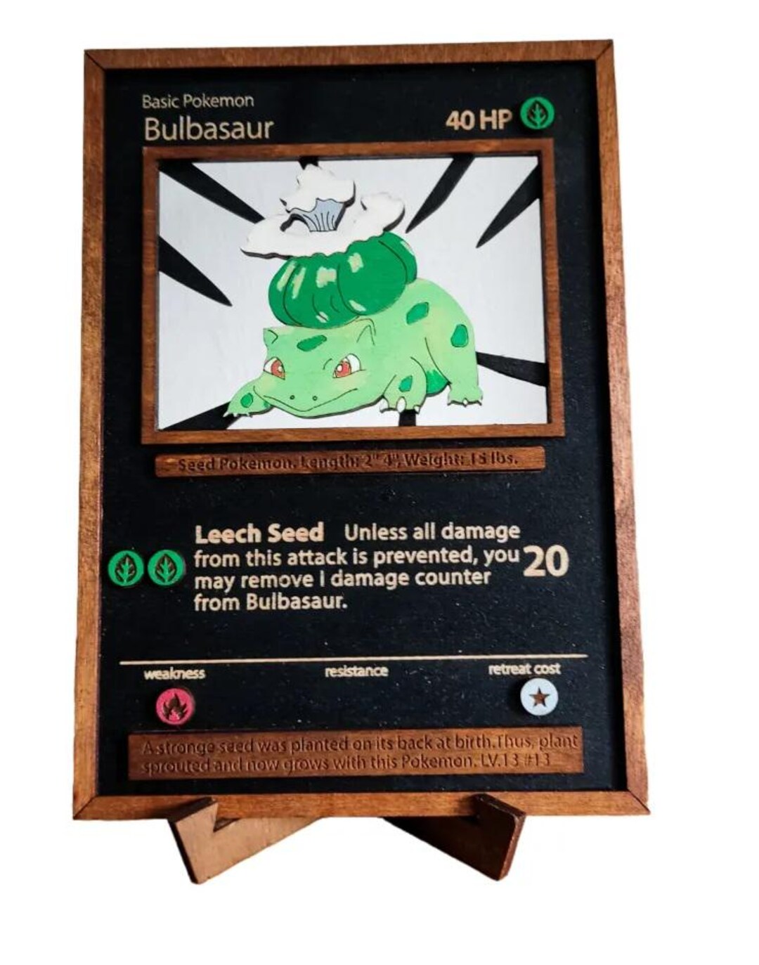 Wooden Bulbasaur Card 1st Edition Handmade - Etsy