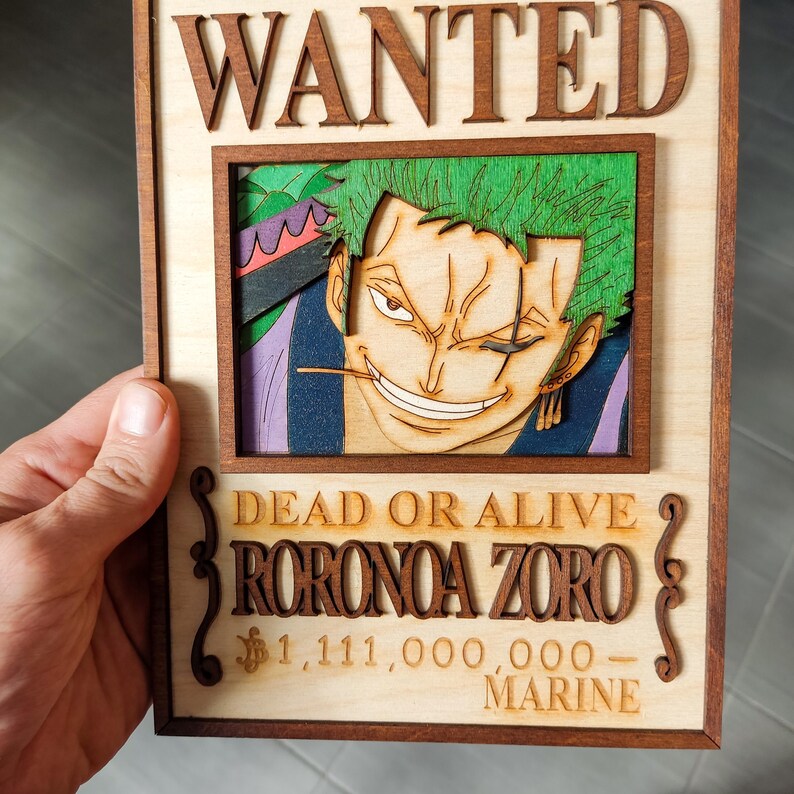 Wooden Wanted Poster Zoro - Etsy
