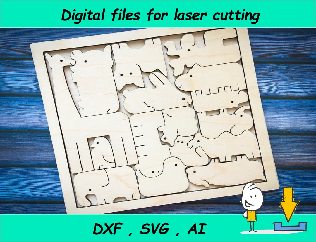 Puzzle Toy Animals Vector Cut File, Jigsaw Puzzle, Montessori ...