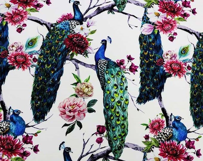 Peacock Fabric Peacock Garden navy and Orchid by Ceciliamok Peacock ...