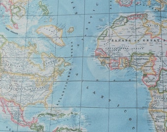 World Map Fabric | Etsy