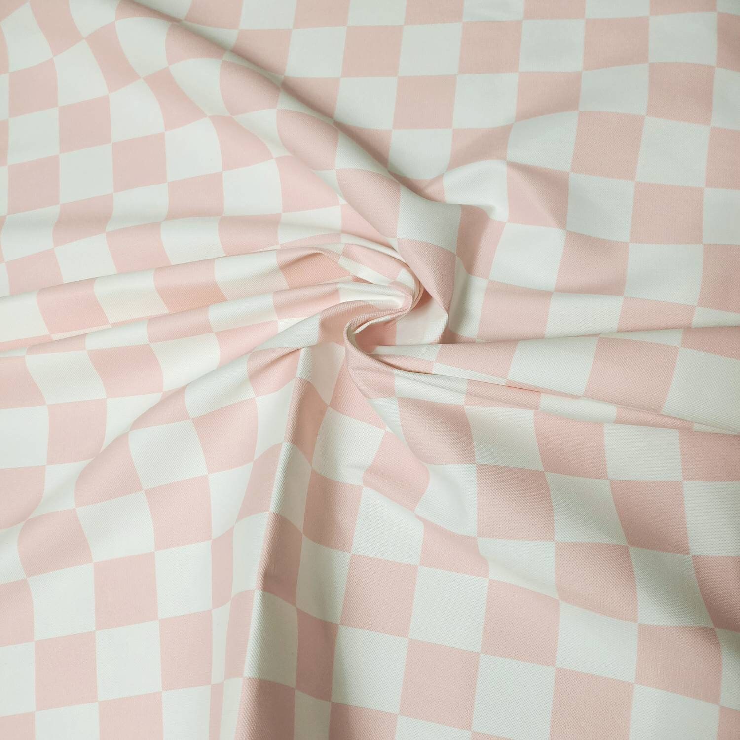 Blush Pink Checkers Fabric, Pastel Pink Check by the Yard for ...