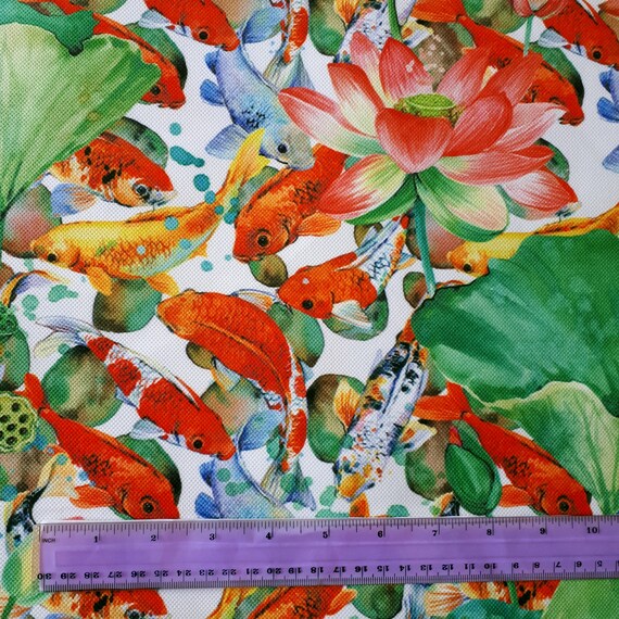 Japanese Fish Fabric Koi Fish Fabric by the Yard Upholstery | Etsy