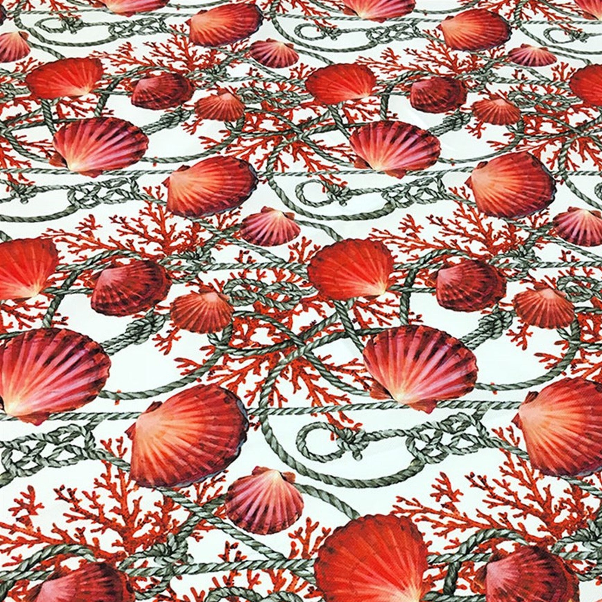 Red Mussel Pattern Fabric Rope Print Fabric Coral Print | Etsy