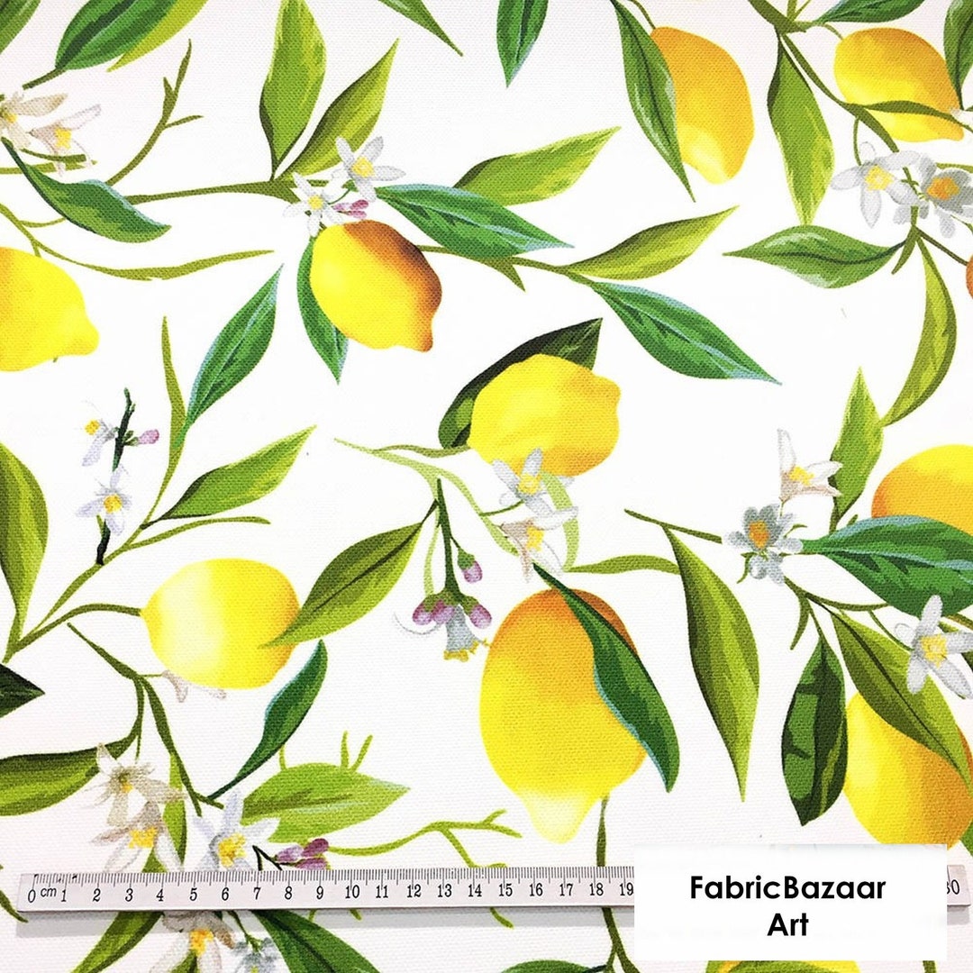 Lemon Print Fabric for Home Textile, Curtain, Upholstery, Bench, Shades ...
