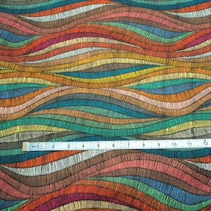 Geometric Colorful Modern Wave Pattern Fabric, Abstract Print Fabric ...