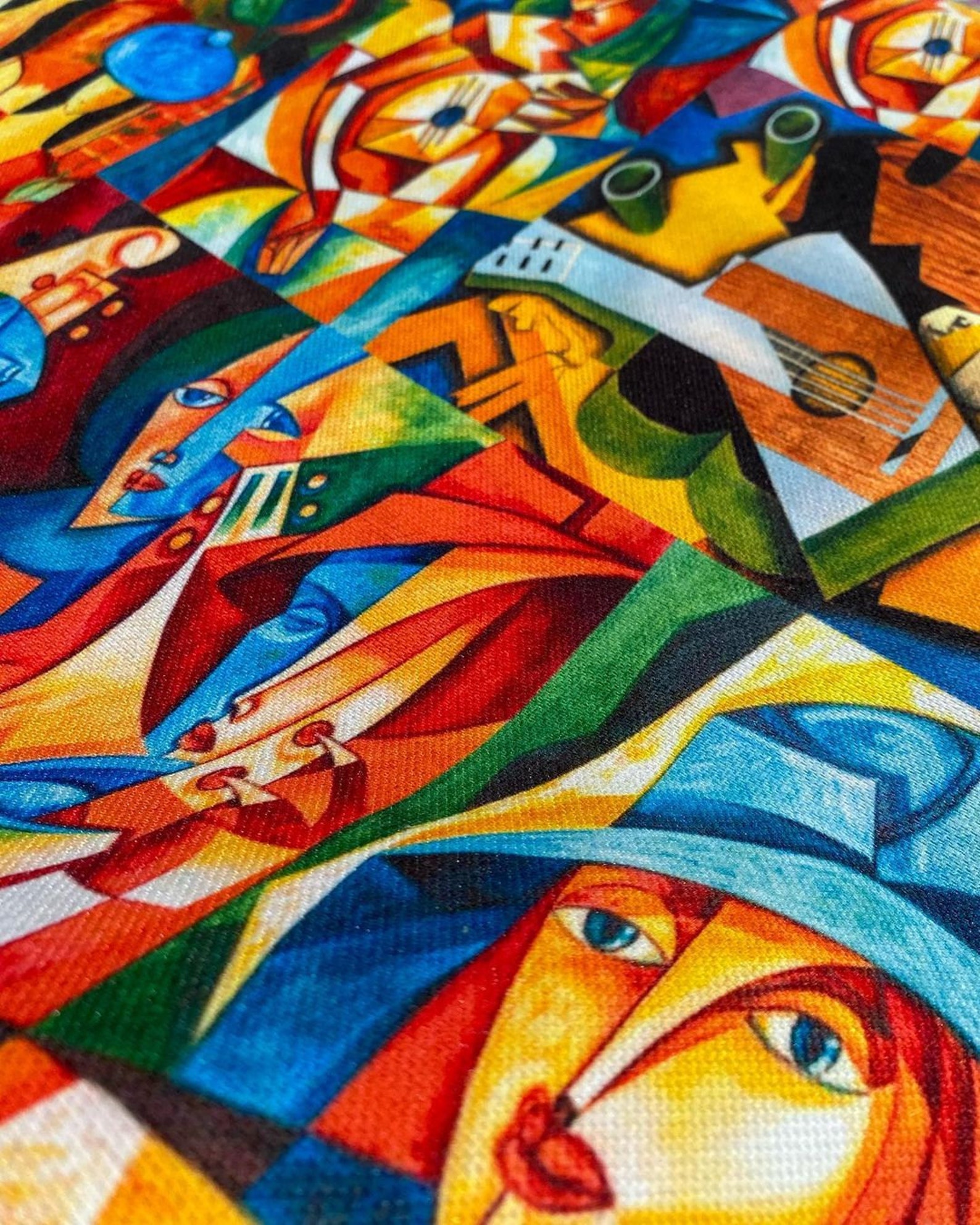 Cubism Art Fabric by the Yard, Modern Art Fabric, Paintings Fabric ...