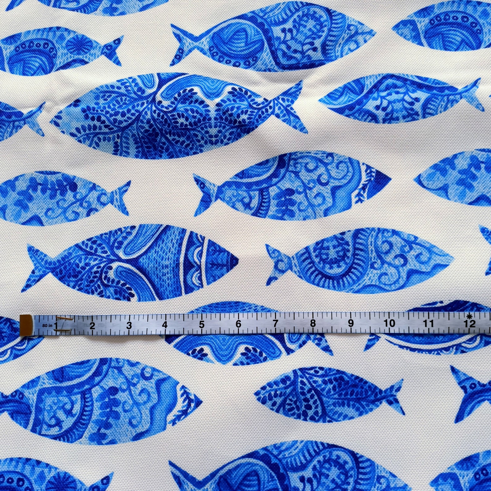 Blue Fish Fabric Fish Print Fabric Upholstery Fabric Hand - Etsy