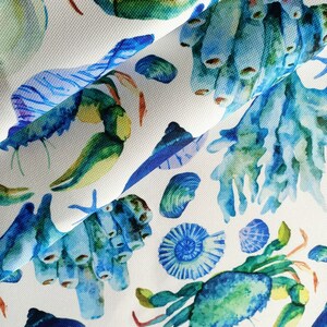 Nautical Fabric by the Yard, Seashell, Crab, Starfish, Nautical Decor ...