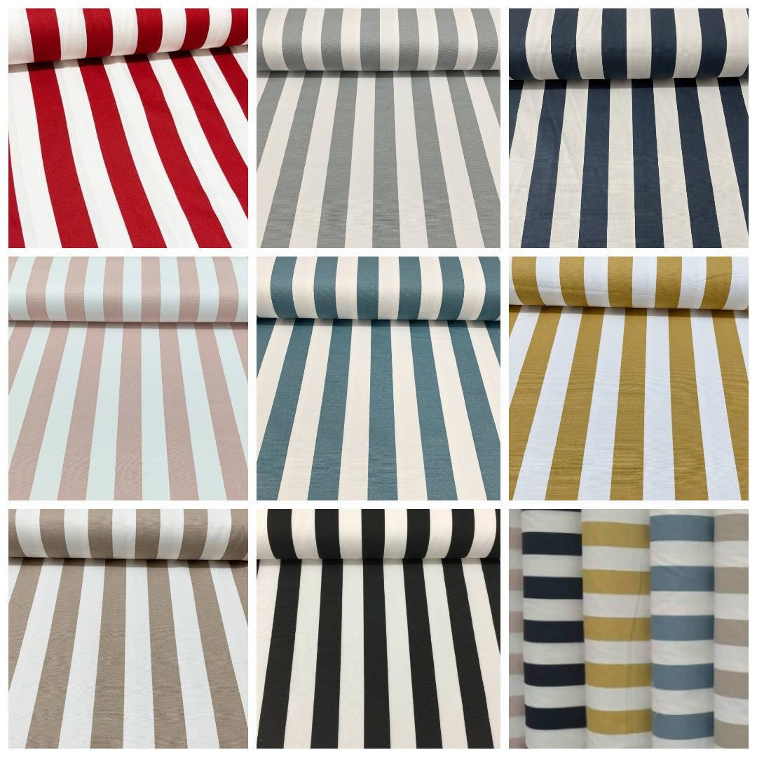 Striped Cotton Duck Canvas Fabric, Gray Indoor, Outdoor Canvas Fabric ...