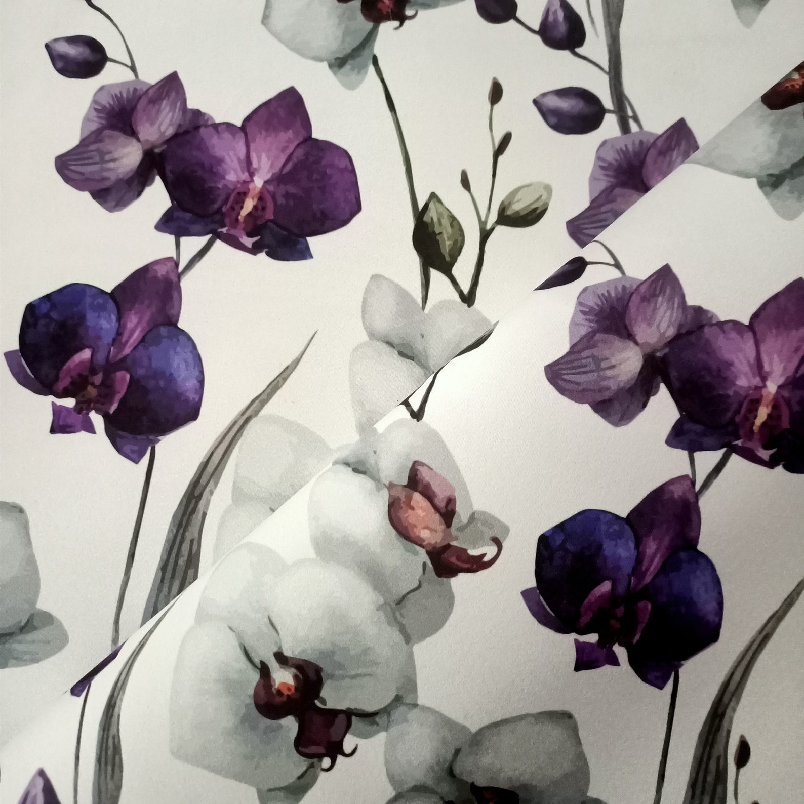 Orchid Fabric for Home Textile Purple and White Orchid Cafe | Etsy
