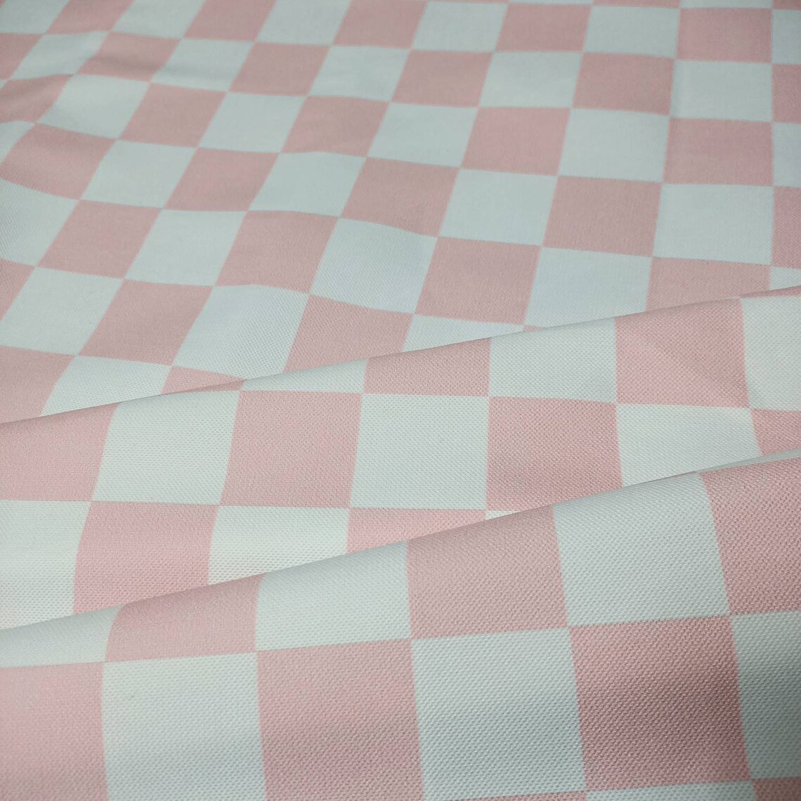 Blush Pink Checkers Fabric, Pastel Pink Check by the Yard for ...