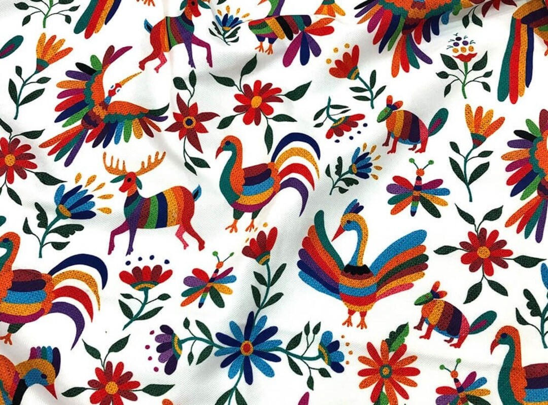 Mexican Fabric, Otomi Folk Upholstery, Chair Fabric, Curtain Fabric ...