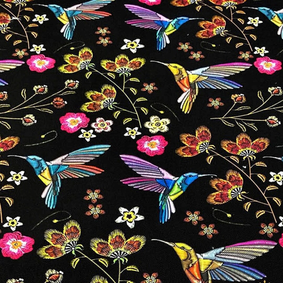 Hummingbird Fabric for Upholstery, Chair Fabric, Sofa Fabric, Floral ...