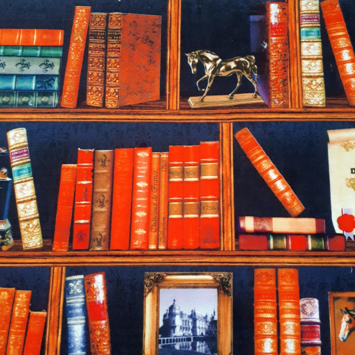 Library Book Print Fabric for Upholstery Curtain Bag/ - Etsy
