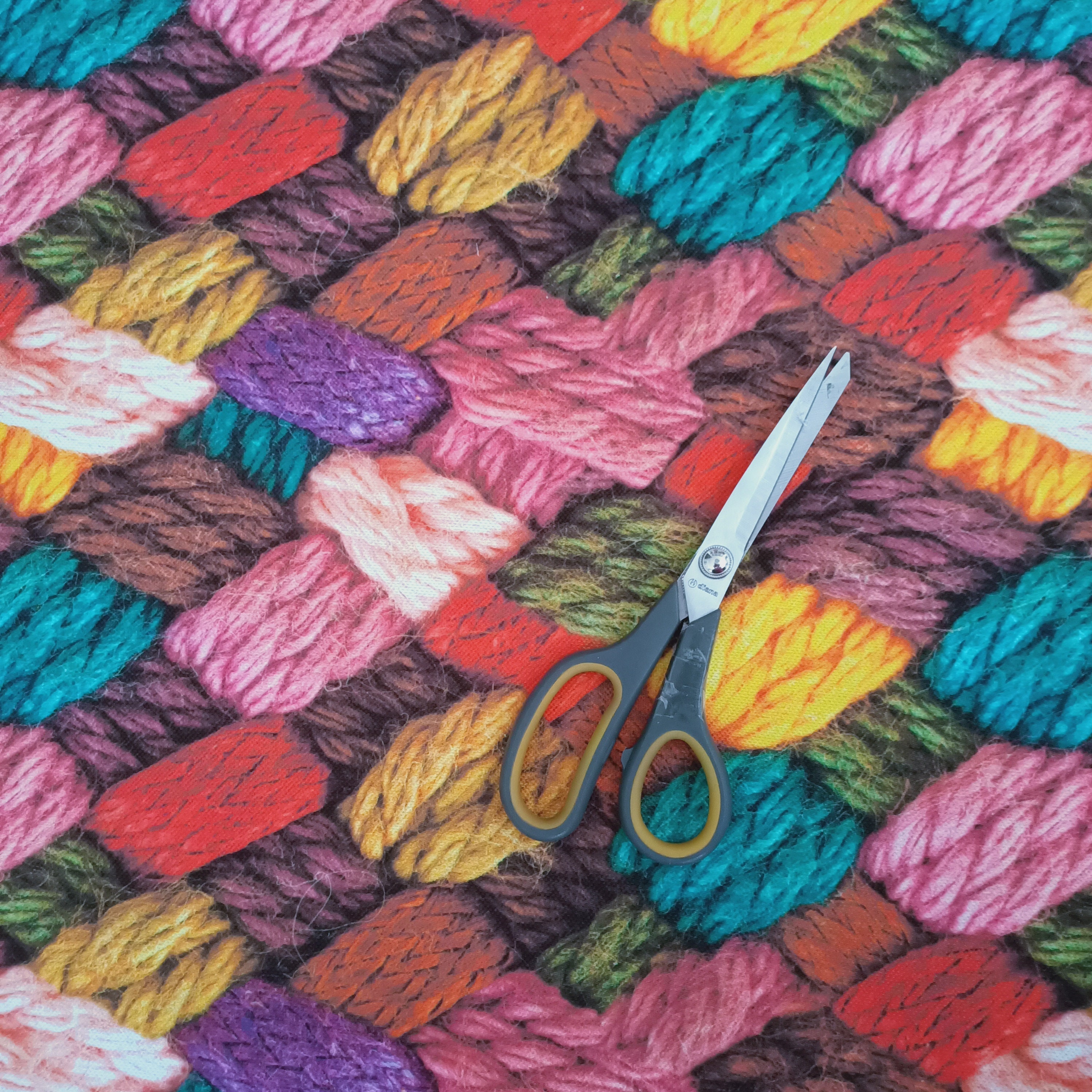 Wool Knitting Print Fabric Yarn Print DIY Fabric Colorful - Etsy