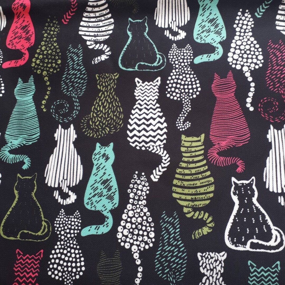 Cat Fabric by the Yard Pop Art Cat Upholstery Fabric, Kitten Print ...