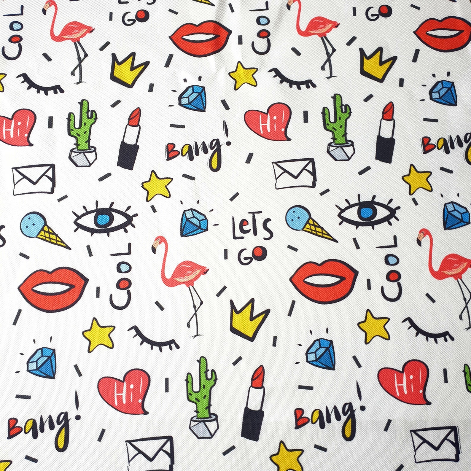 Pop art comic art book print fabric funny art girl cool lip | Etsy