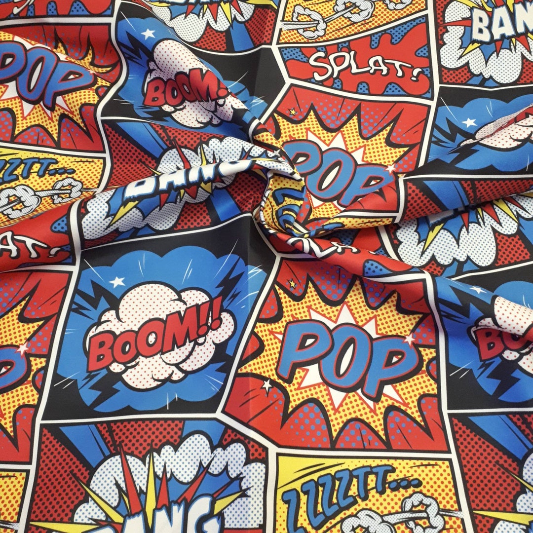 Pop Art, Comic Art Book Print Fabric, Upholstery Curtain Fabric, Funny ...