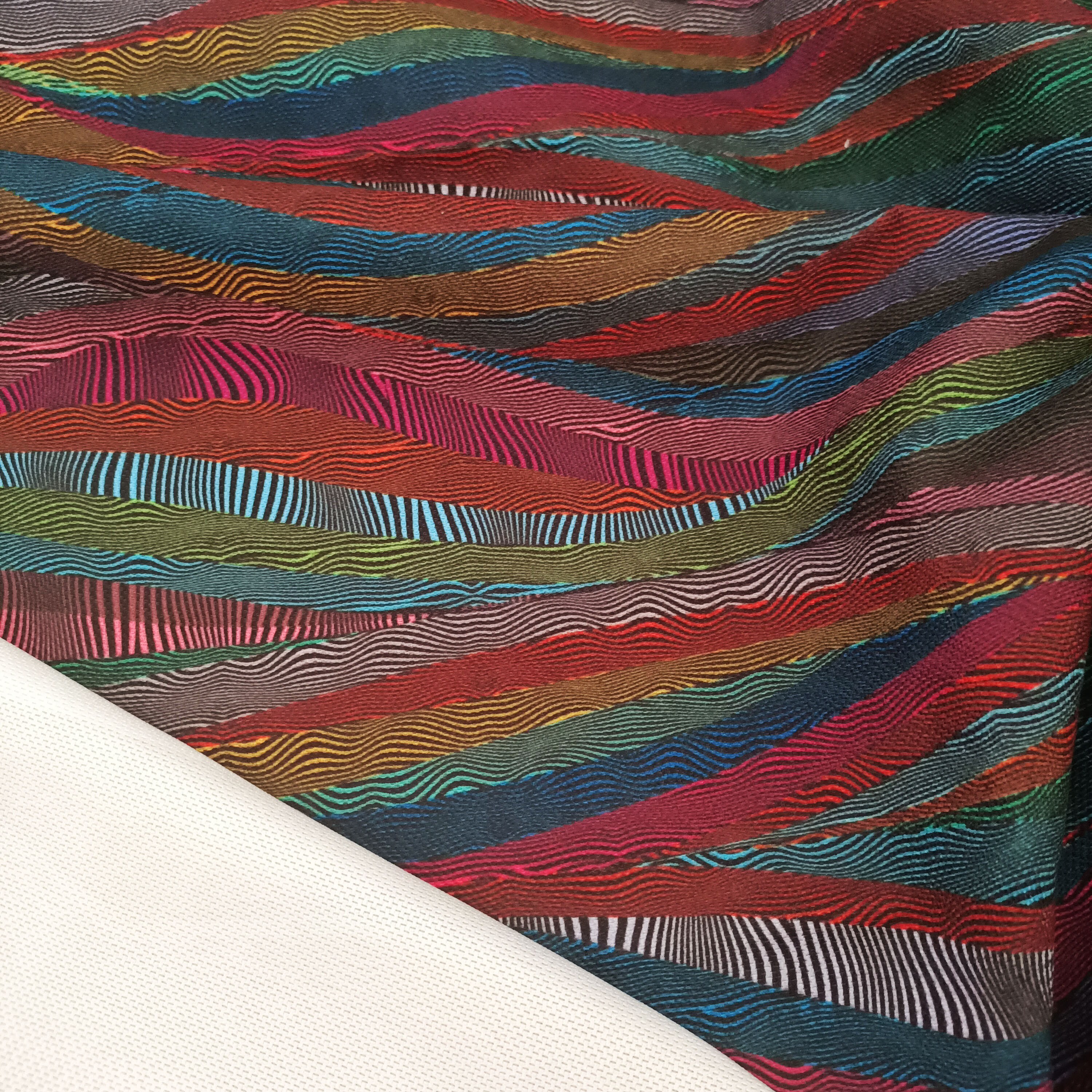 Wave Stripes Upholstery Fabric by the Yard Abstract Fabric | Etsy