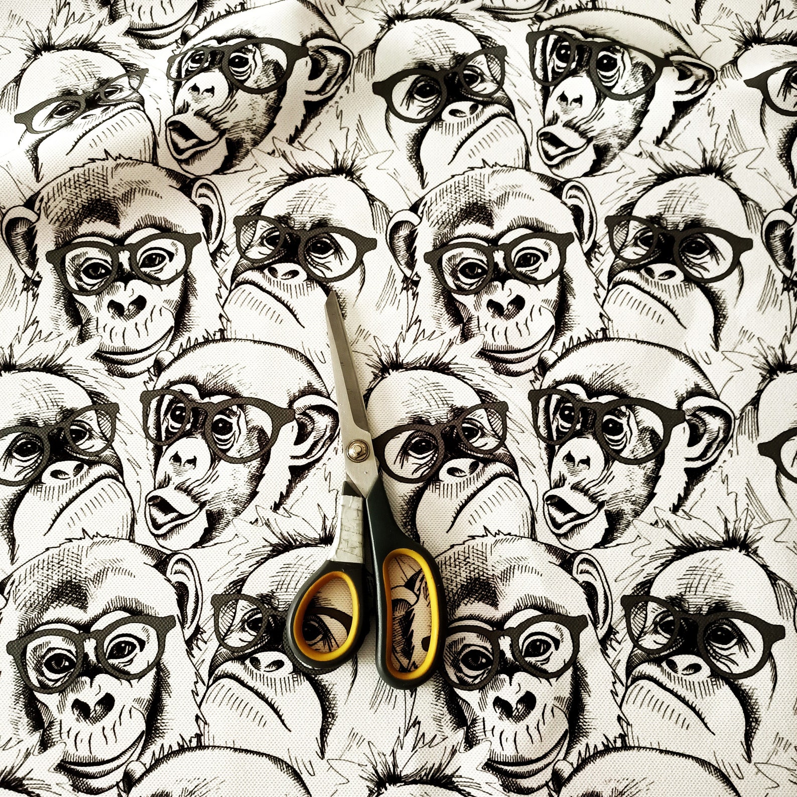 Monkey Print Fabric, Black White Upholstery, Crazy Monkey Print Fabric ...