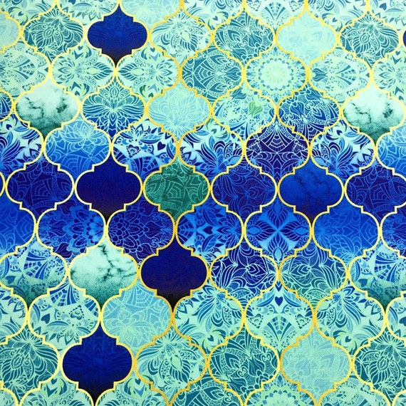 Moroccan by the Yard Upholstery Fabric Blue Turquoise Decor - Etsy ...