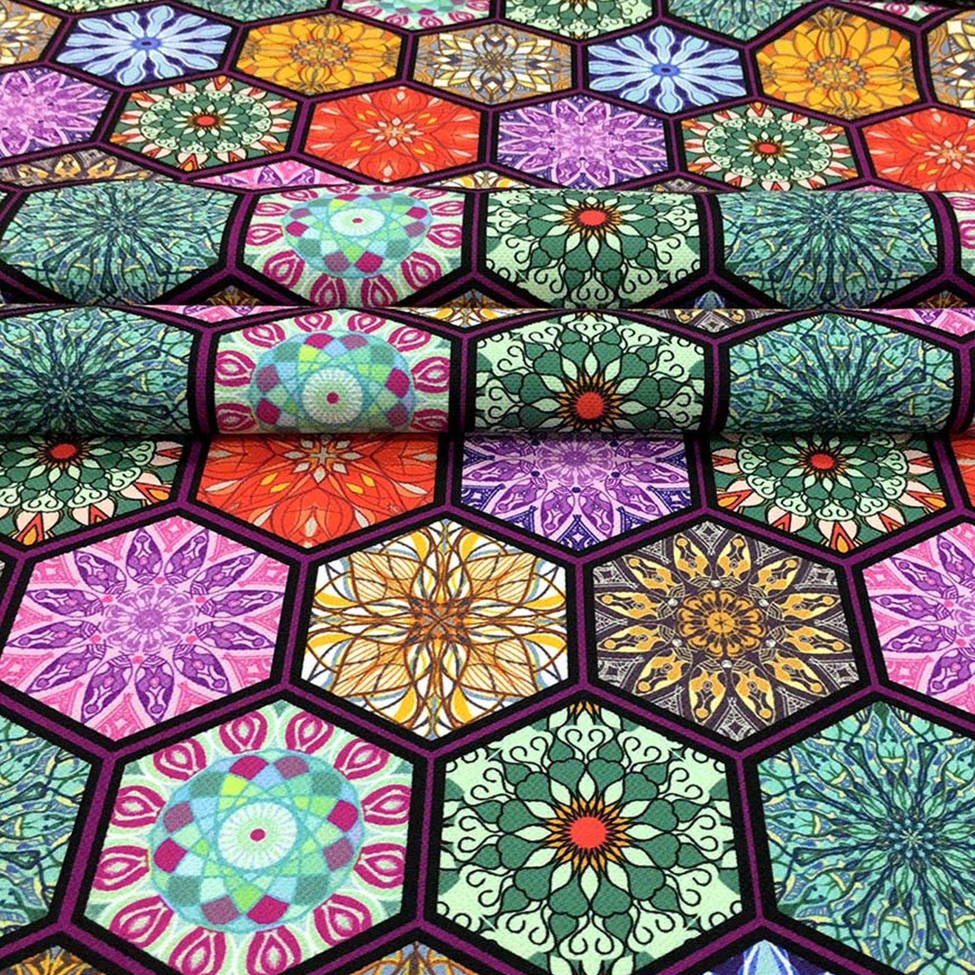 Traditional Hexagon Fabric With Authentic Moroccan Upholstery Fabric ...