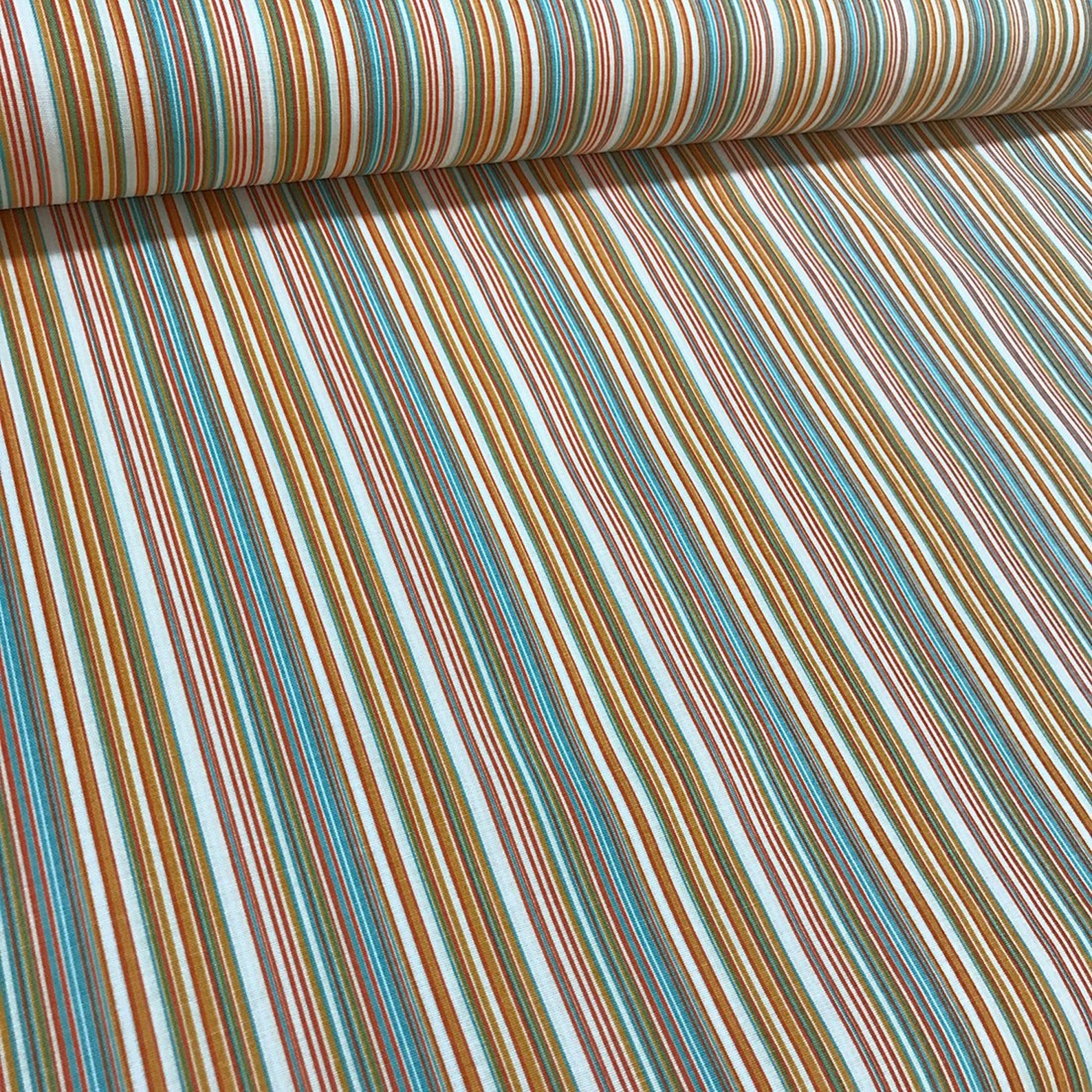 Vertical Stripe Fabric Blue Beige Striped Geometric Striped - Etsy