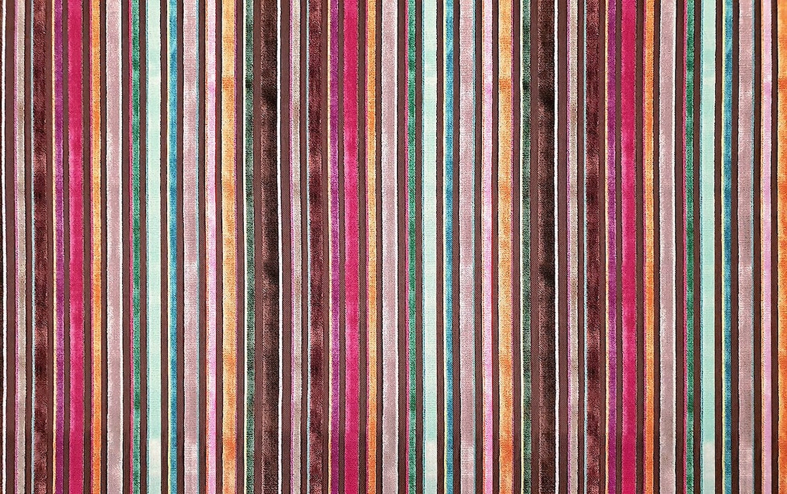 Stripe Velvet Look Upholstery Fabric Ethnic Fabric Vintage - Etsy