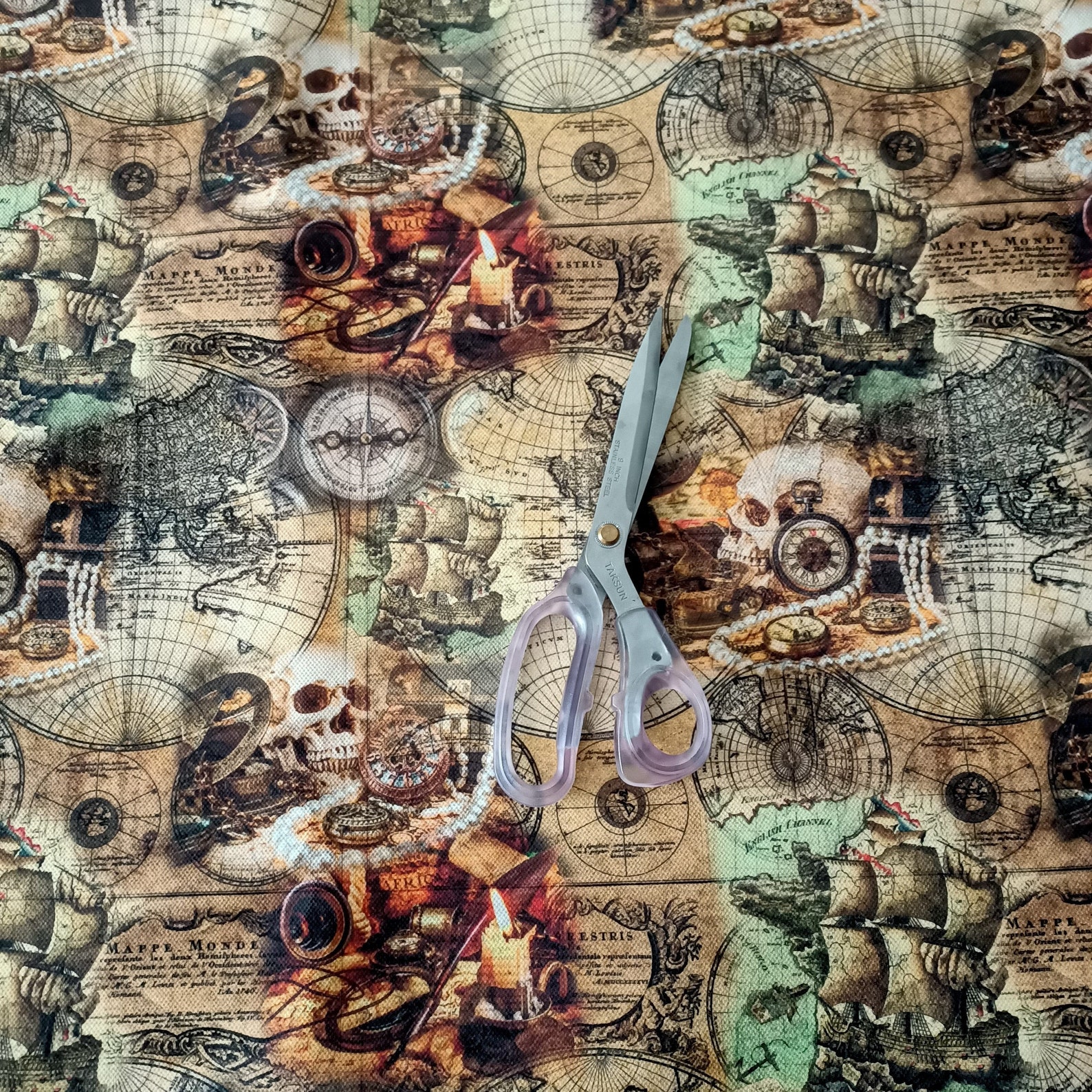 Aging Sailor Pirate Fabric Treasure Fabric Skull Fabric | Etsy