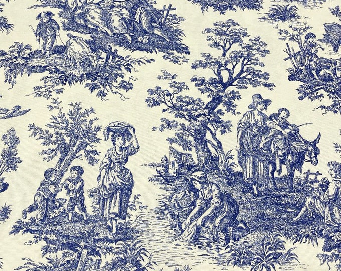 Toile Fabric Marseilles Toile Blue and White by Peacoquettedesigns ...