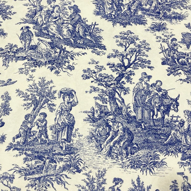 Blue Toile Fabric - Etsy