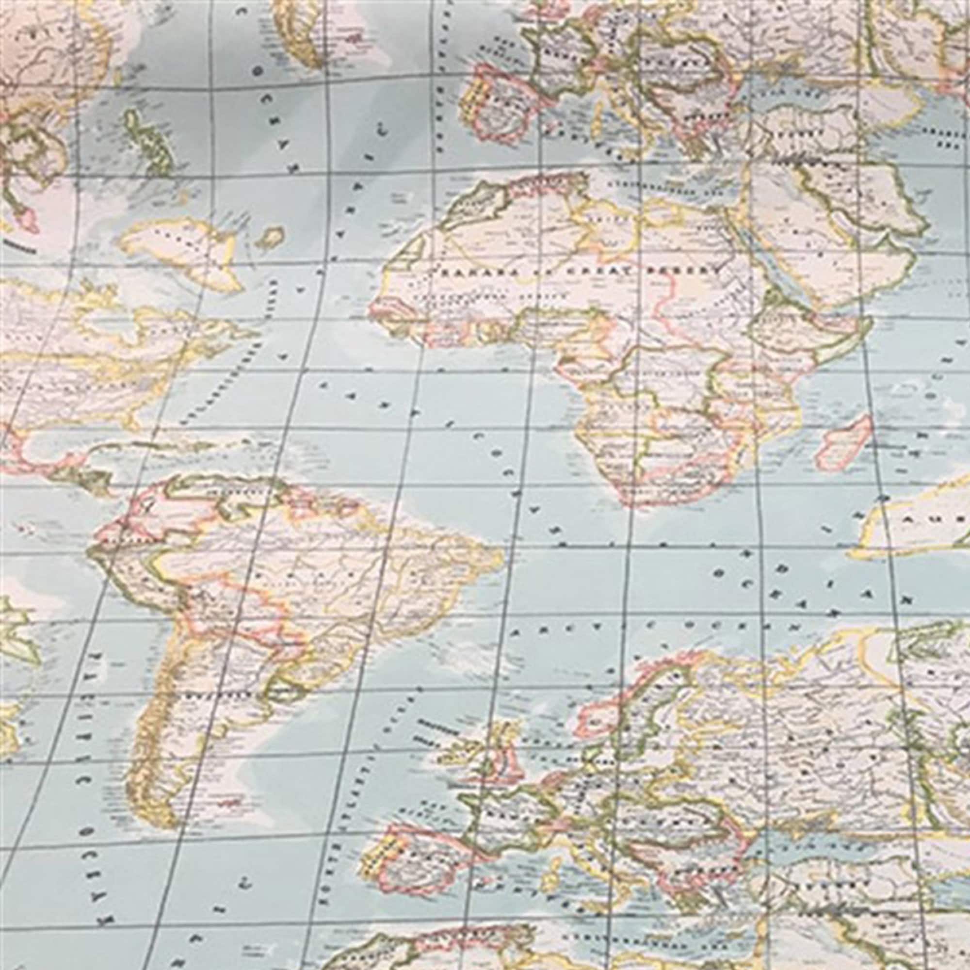 Map Fabric by the Yard Upholstery World Atlas Globe Map Country ...