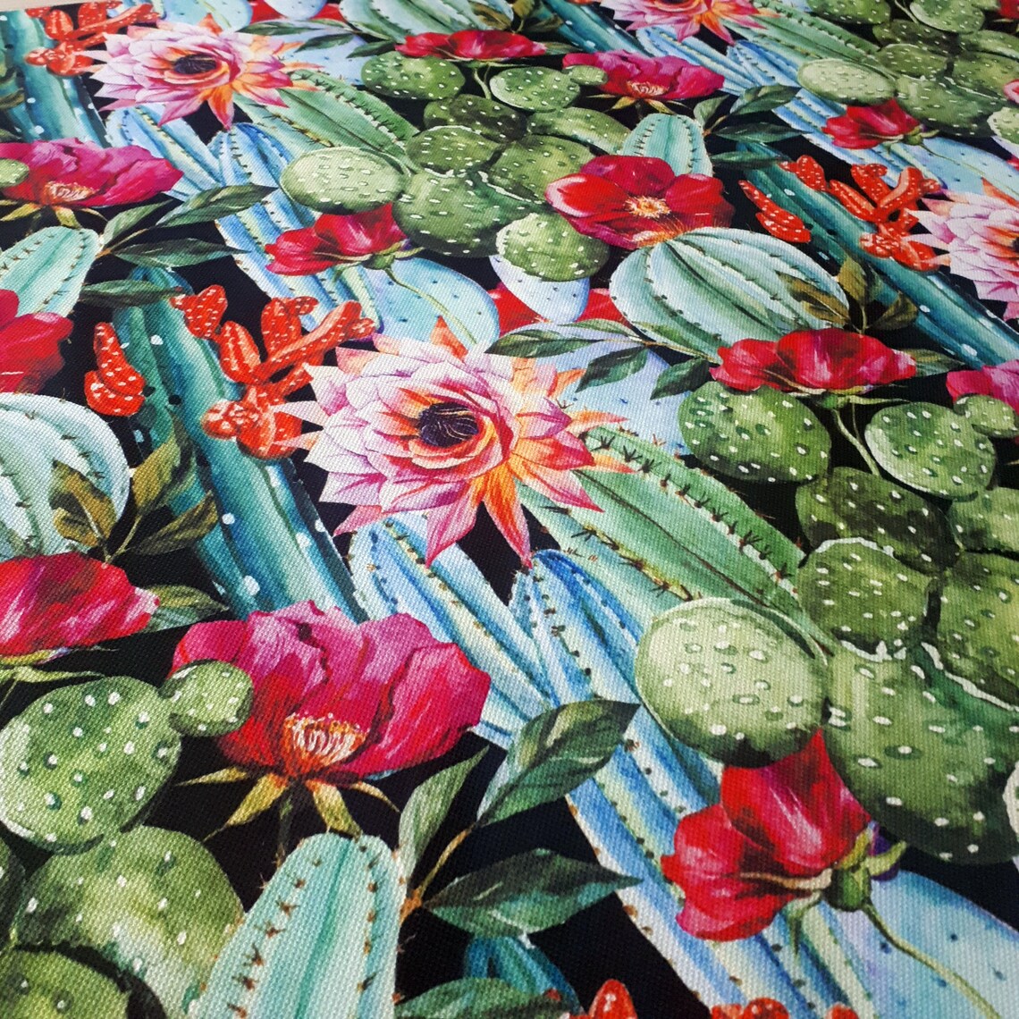 Cactus fabriccactus upholstery fabric cactus flower by the | Etsy