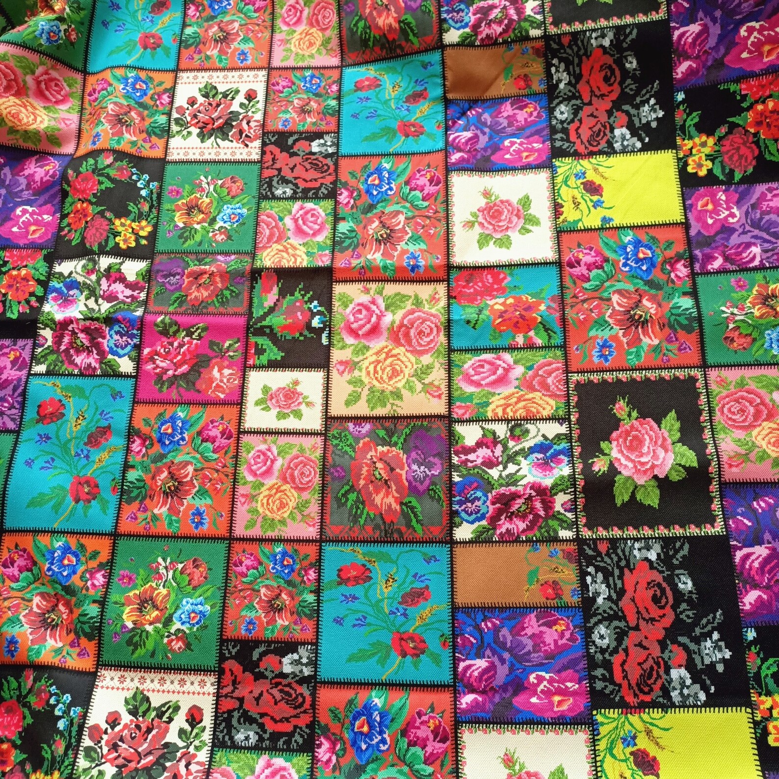 Patchwork Print Fabric Cross Stitch Print DIY Fabric - Etsy