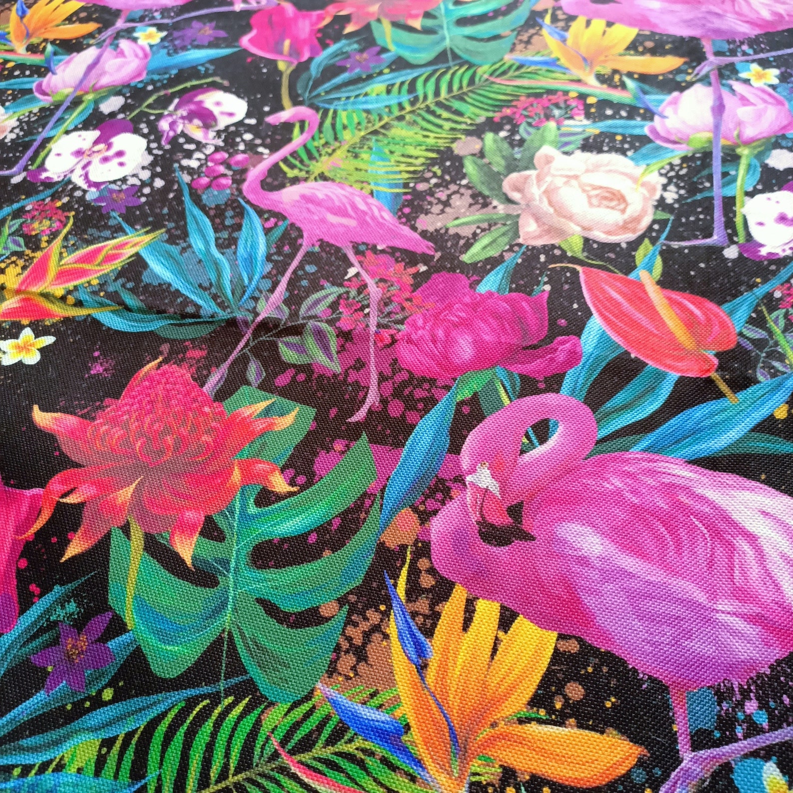 Flamingo Upholstery Fabric by the Yard With Orchid Flower Summer Decor ...