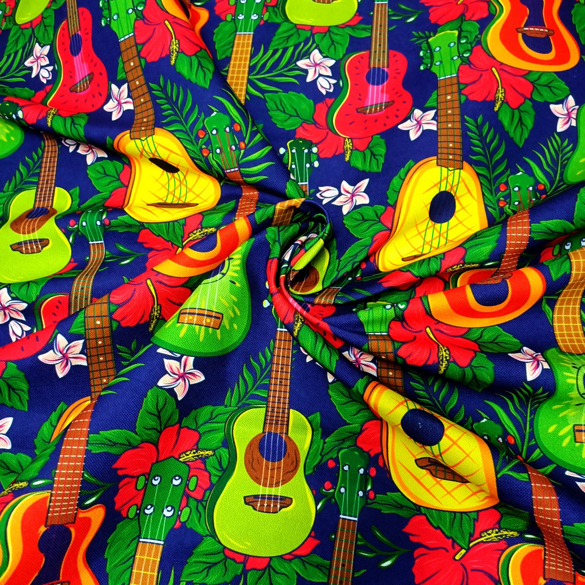 Guitar Mexican Music Fabric by the Yard Mexican Music Theme, Fruit ...