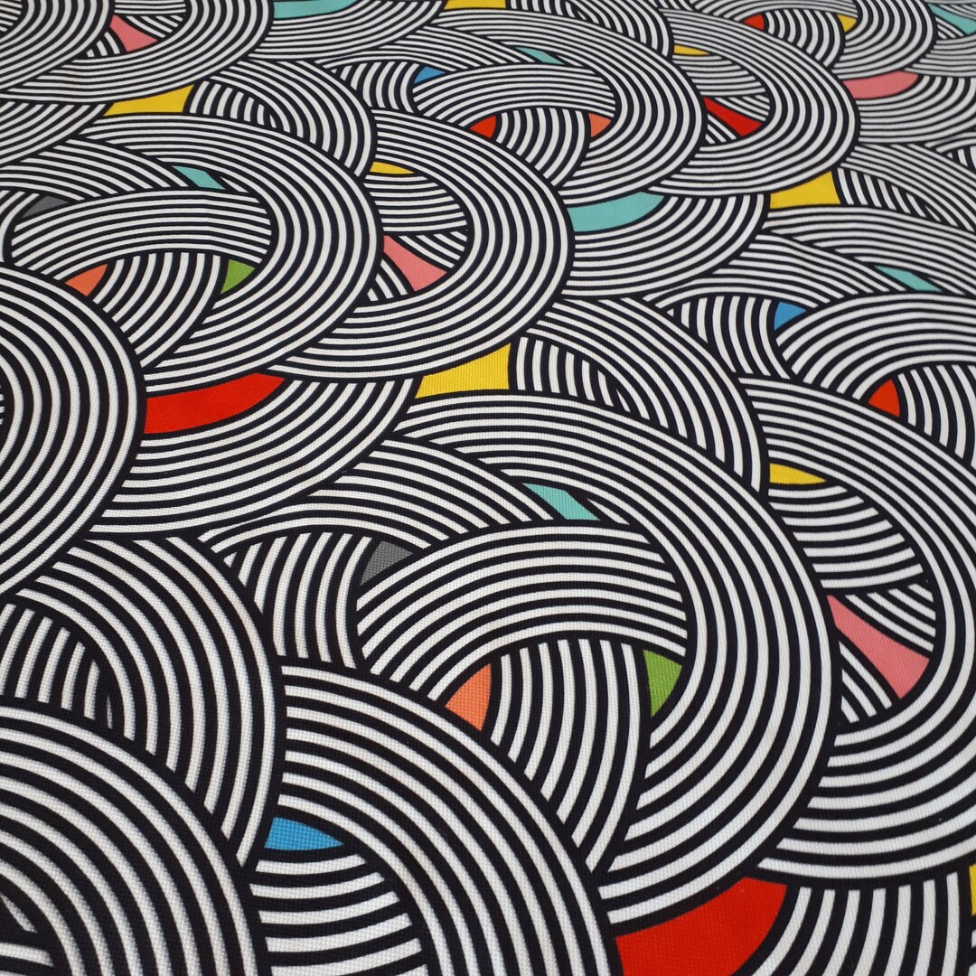 Geometric Modern Round Circle Pattern Fabric, Abstract Print Fabric ...