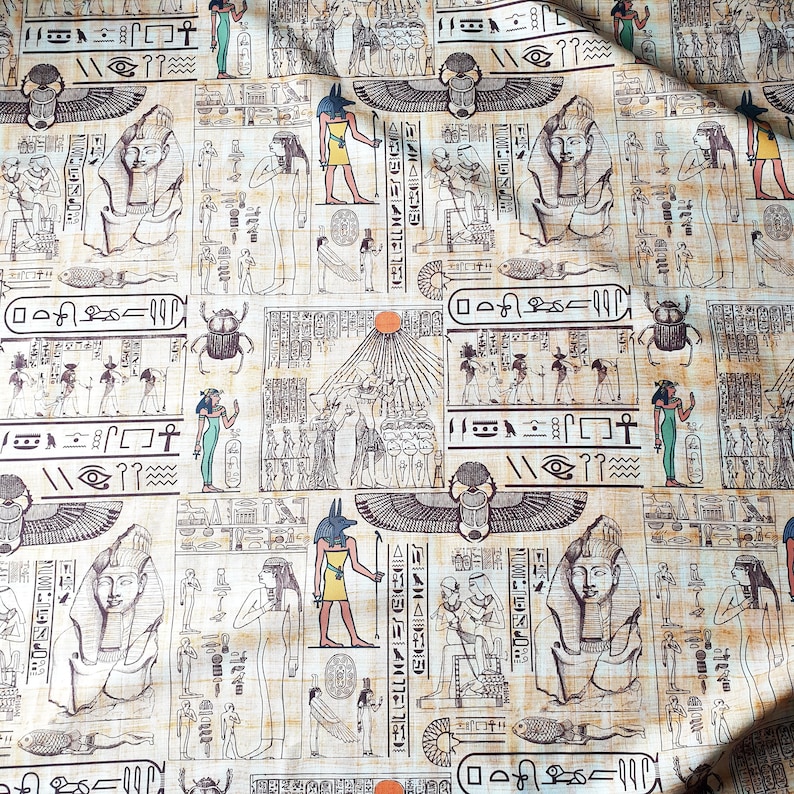 Egypt Papyrus Print Fabric Ancient Classic Egypt Traditional - Etsy