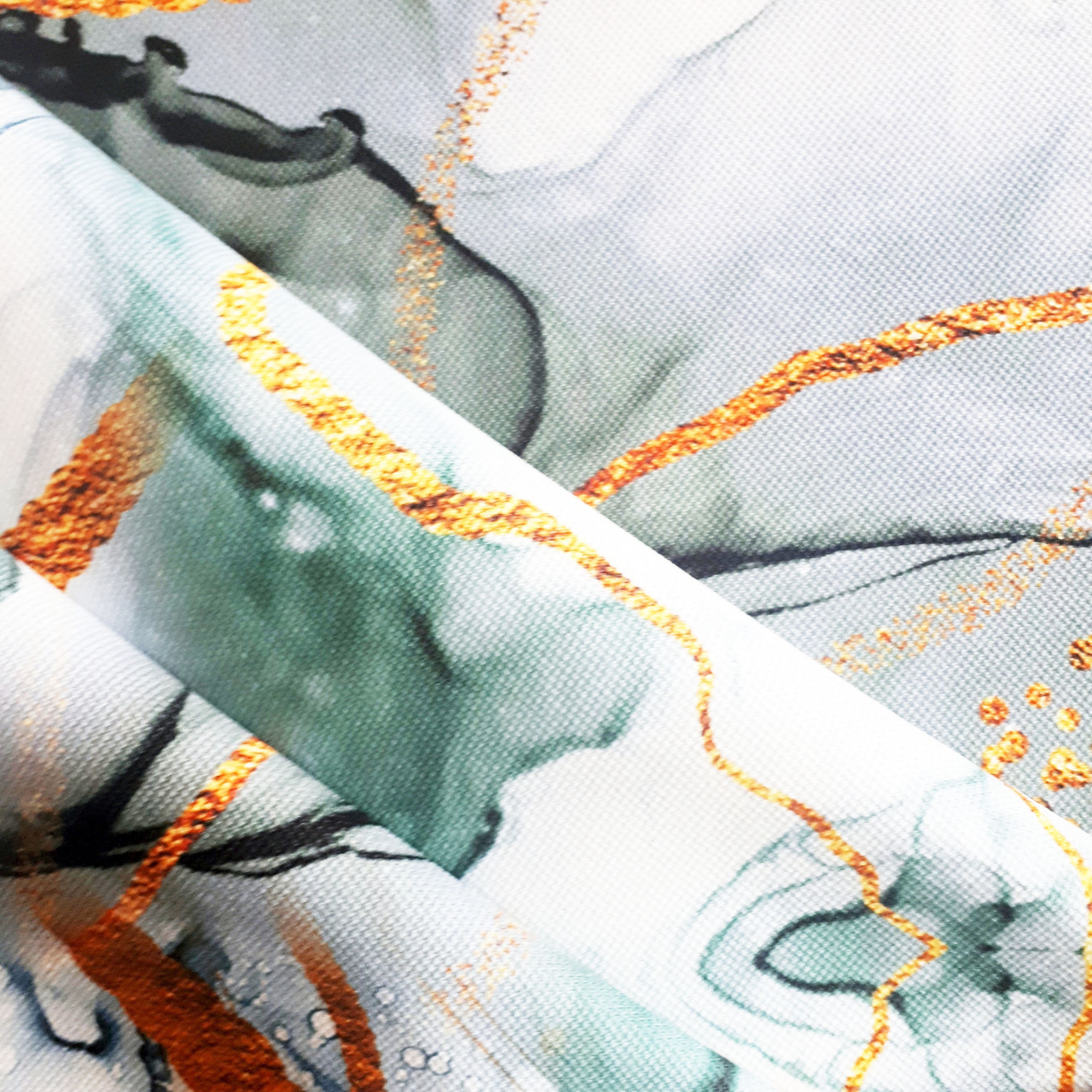 White Gold Marble Print Fabric for Upholstery, Curtains, Table Runner ...