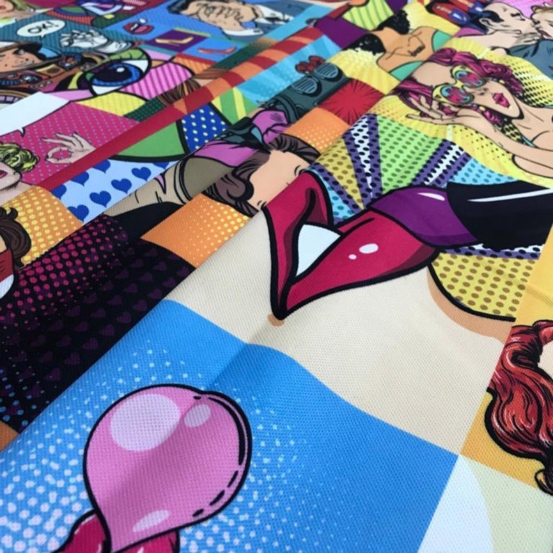 Pop Art Retro Fabric 50s 60s70s Pop Art Clipart Fabric - Etsy