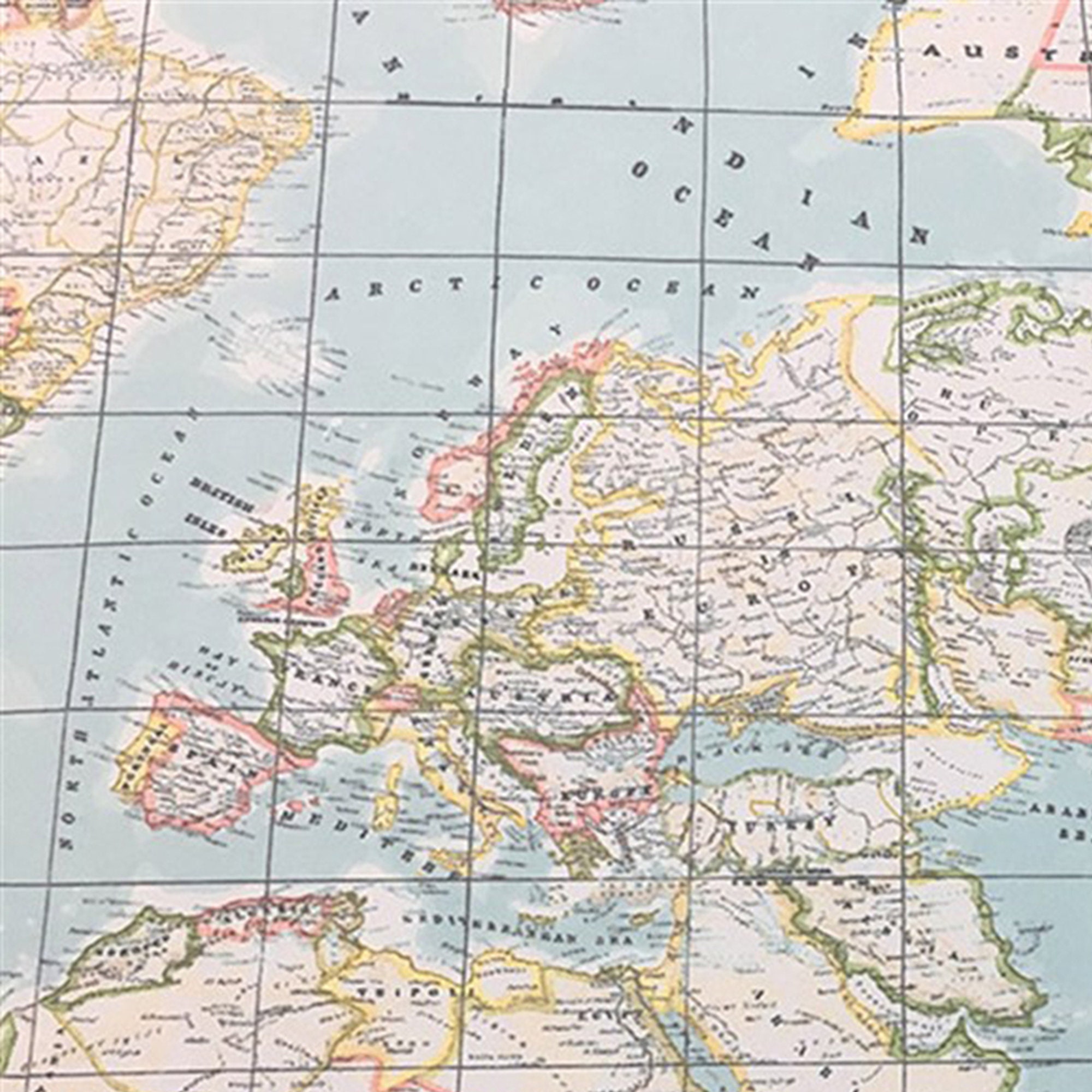 Map Fabric by the Yard Upholstery World Atlas Globe Map Country ...